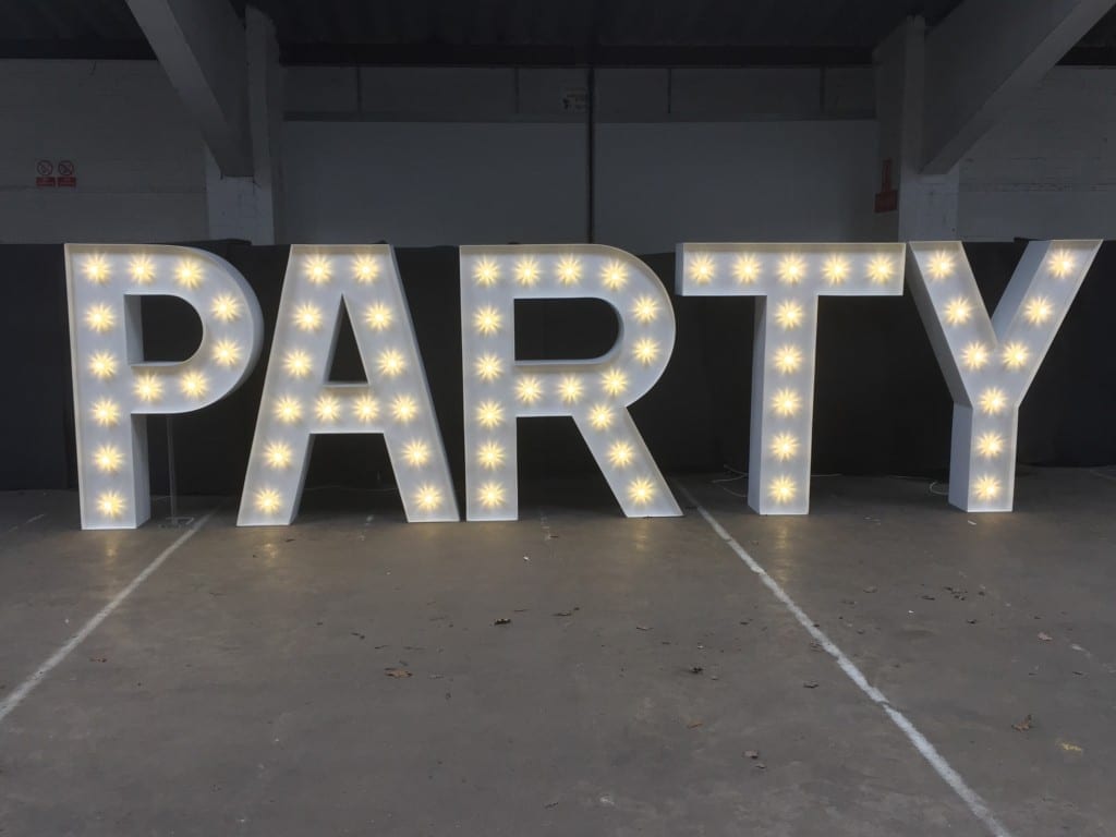 Light Up PARTY Letters For Hire | Giant PARTY Letters | Letterhire.com